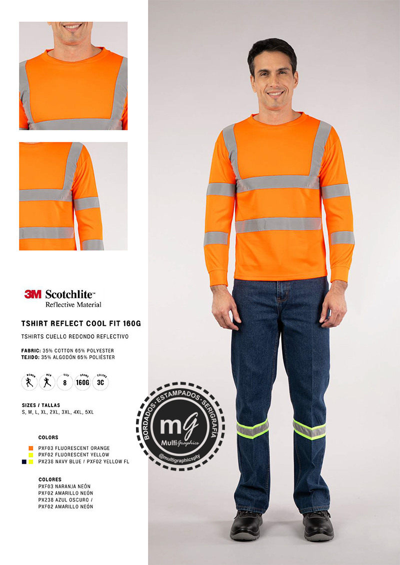 Sueter manga larga con cinta reflectiva cuello redondo - MultiGraphics